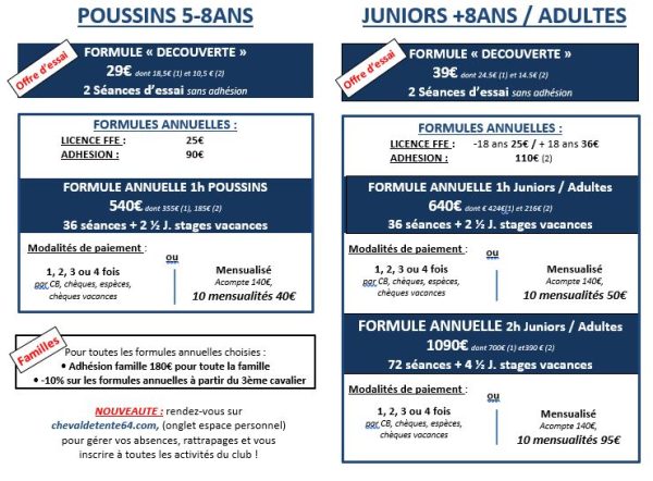 Tarifs équitation Pau | Cheval Détente des Berges du Gave